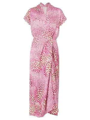 Dries Van Noten Dries Van Noten Printed Satin Midi Dress Pink