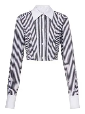 Sportmax Striped Cropped Shirt - Black
