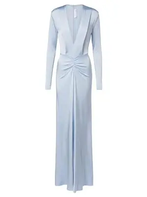 Victoria Beckham Gathered Jersey Gown - Blue