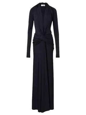 Victoria Beckham Gathered Jersey Gown - Blue
