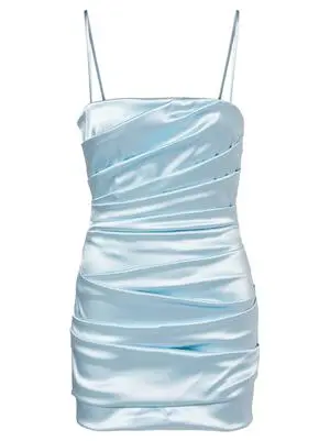 Dolce & Gabbana Ruched Satin Mini Dress - Blue