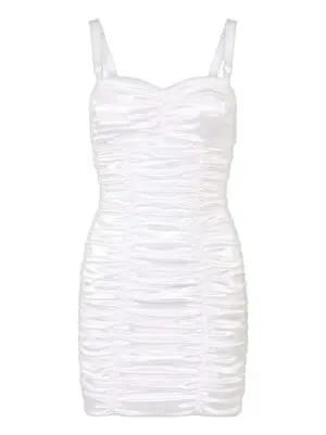 Dolce & Gabbana Ruched Satin Minidress - White