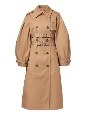 GANNI Cotton Trench Coat - Beige