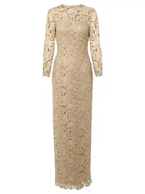 Oscar De La Renta Floral Lace Gown - Gold