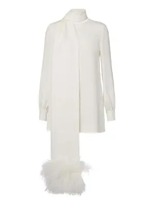 Valentino Garavani Feather-trimmed Silk Top - White