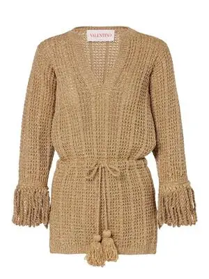 Valentino Garavani Open-knit Lamé Mini Dress - Gold