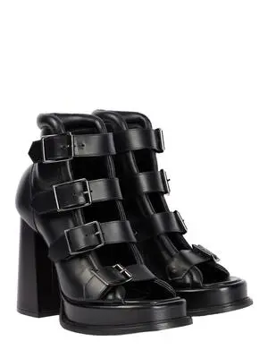 Alexander McQueen Caged 120 Leather Platform Sandals - Black