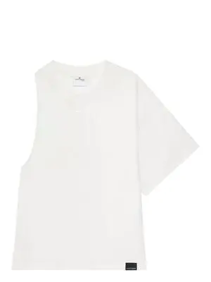 COURREGES One-sleeve Scuba-jersey T-shirt - White