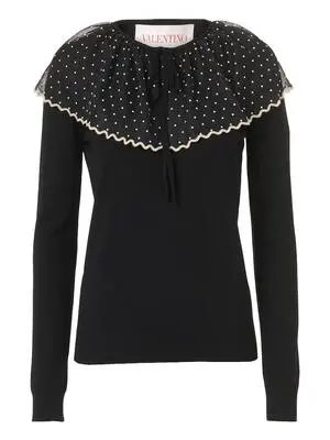 Valentino Garavani Tulle-trimmed Wool Sweater - Black