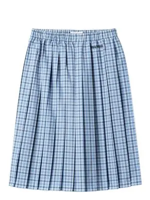 Miu Miu Pleated Check Skirt - Lightblue / Blue