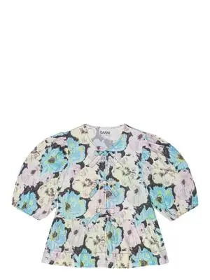 GANNI Printed Blouse - Blue