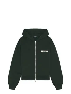 Jacquemus JACQUEMUS Le Hoodie Zip Gros Grain In Dark Green Dark Green 2