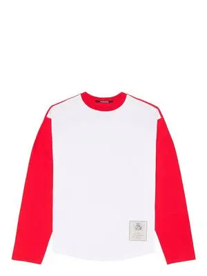 Jacquemus Le T-shirt Baseball Ml In White,red - Multi Red