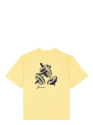 Jacquemus Le T-shirt Halteres In Yellow - Athletic Club Beige