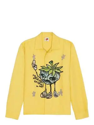 SKY HIGH FARM WORKWEAR Smoke Strawbabies Beaded Shirt - Yellow