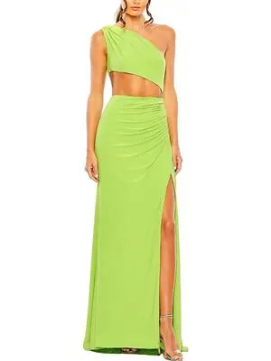 Mac Duggal Cut Out One Shoulder Gown - Spring Green