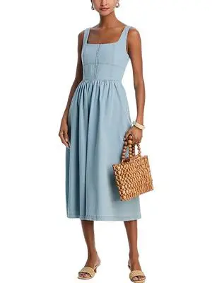 Aqua Denim Tank Midi Dress - Light Wash