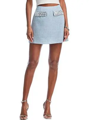 Aqua Tweed Mini Skirt - Blue