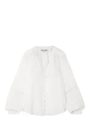 Veronica Beard Ailani Pintucked Ramie-voile Blouse - Off-white