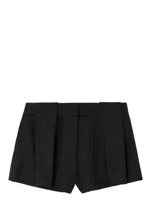 Stella McCartney Pleated Wool-jacquard Shorts - Black
