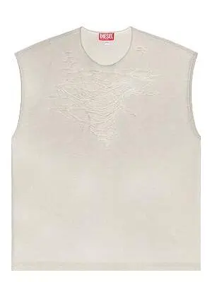 DIESEL® Sleeveless Distressed Jersey Top - Grey