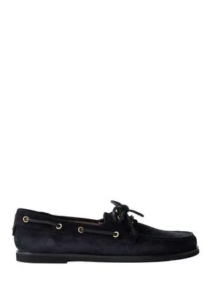 GIANVITO ROSSI Gianvito Rossi Vandée Suede Boat Shoes Navy
