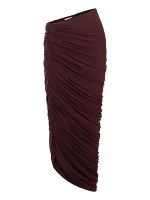 Magda Butrym Asymmetric Ruched Midi Skirt - Burgundy