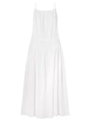 Another Tomorrow Gathered Tiered Organic Cotton-poplin Maxi Dress - White