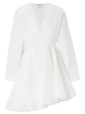 Alaïa Asymmetric Cotton-poplin Mini Dress - White