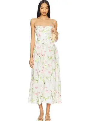 Bardot Lola Corset Midi Dress - Summer White Floral