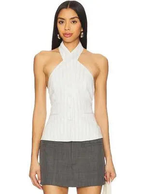 ALL THE WAYS Selene Top - White Pinstripe