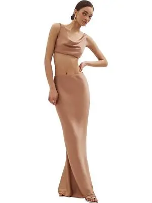 Norma Kamali Obie Bias-cut Satin Maxi Skirt - Cappuccino