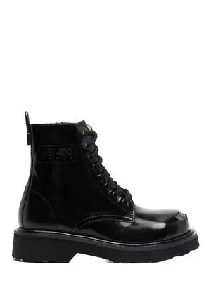 Kenzo Smile Leather Ankle Boots - Black