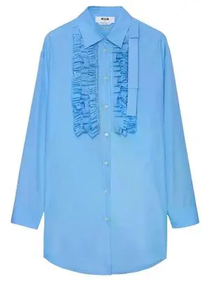 MSGM Ruffled Poplin Mini Dress - Blue
