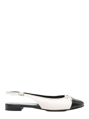 Tory Burch Cap-toe Slingback Ballerina Flats - White