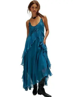 NIGEL PRESTON Chiffon Maxi Dress - Blueberry