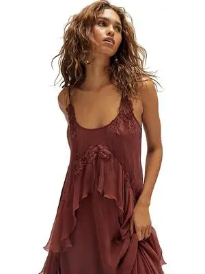 NIGEL PRESTON Chiffon Maxi Dress - Hot Chocolate