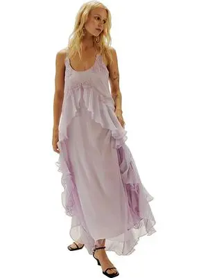NIGEL PRESTON Chiffon Maxi Dress - Lavender Blue