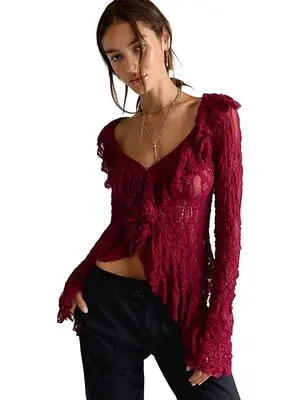 Free People Laney Cardigan - Cabernet