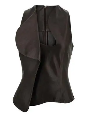 FERRAGAMO Leather Gilet - Brown