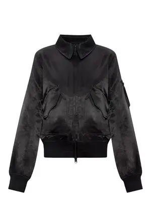 Y3 Satin Zip-up Bomber Jacket - Black