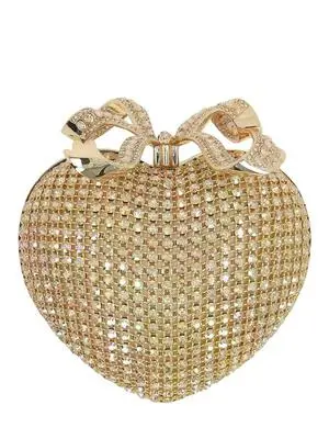 SELF-PORTRAIT Heart-shaped Crystal Clutch - Gold