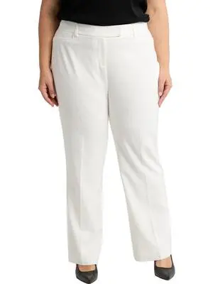 TAHARI ASL Bird Eye Straight Leg Pants - White