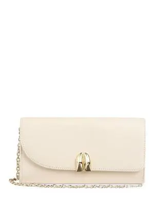 LK BENNETT LK Bennett Florence Curve Flap Leather Clutch Ecru