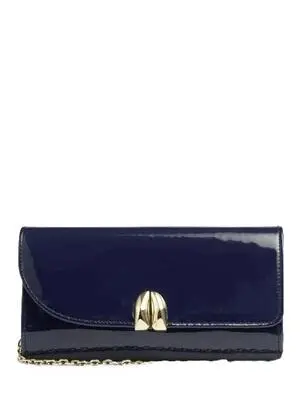 LK BENNETT LK Bennett Florence Curve Flap Leather Clutch Navy
