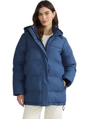 LANDS' END Squall Insulated Slicker Puffer Jacket Light Indigo Blue