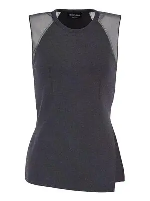 Giorgio Armani Semi-sheer Sleeveless Knitted Top - Black