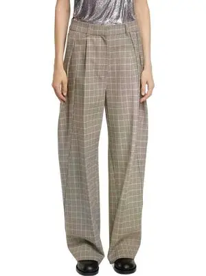 Rabanne Checked Pleated Trousers - Neutrals