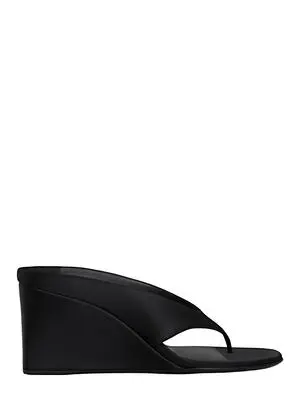 Alaïa Satin Wedge Thong Mules Black