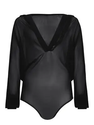 Alaïa Hooded Knit Bodysuit - Black